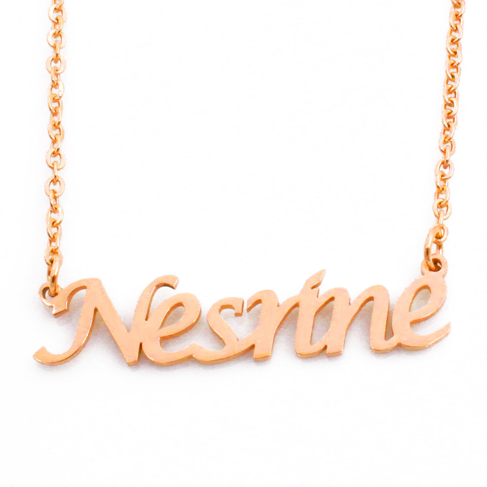 NESRINE Personalized Name Necklace 18ct Rose Gold/gold/silver Free Gift ...