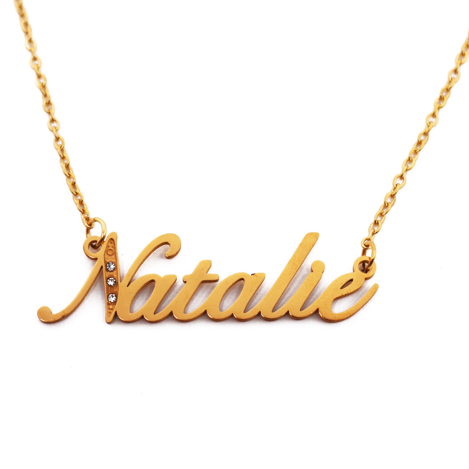 Natalie Name Necklace Italic Personalized Jewellery Gold Tone, Silver ...