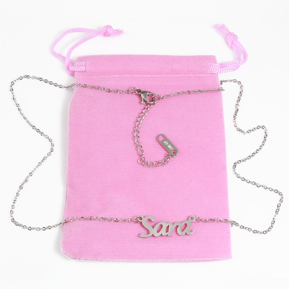 SARA Silver Tone Name Necklace Personalized Jewelery | Etsy