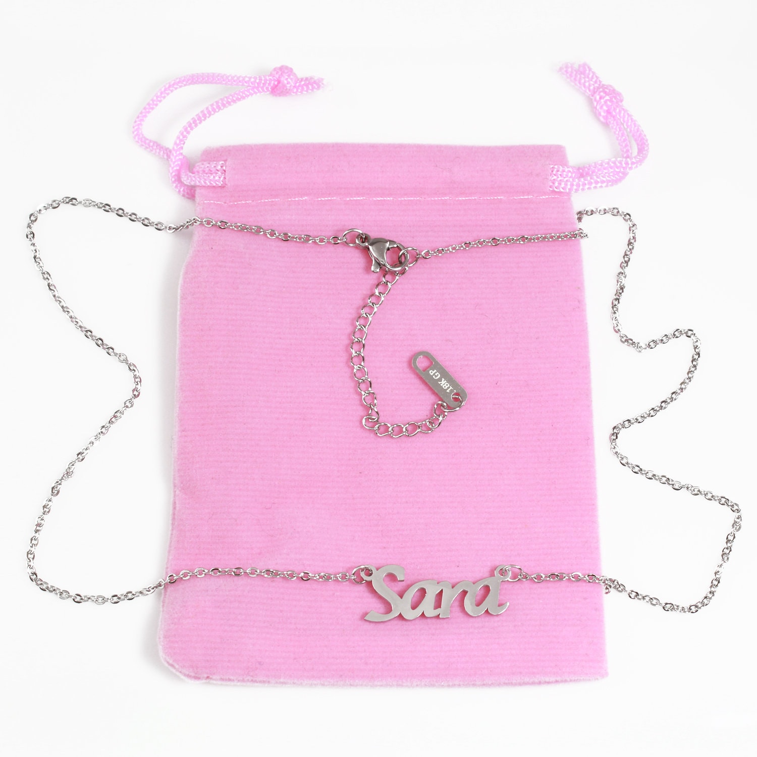 SARA - Silver Tone Name Necklace - Personalized Jewelery - Free Gift ...