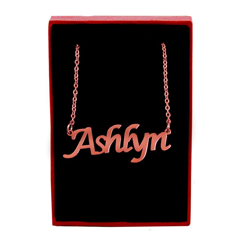 ASHLYN 18ct Personalised Name Necklace Rose - Etsy