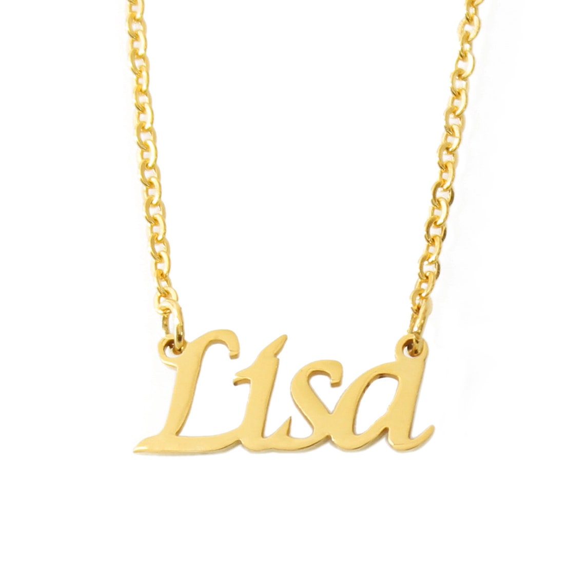 LISA Gold Name Necklace Personalized Jewellery Free Gift - Etsy