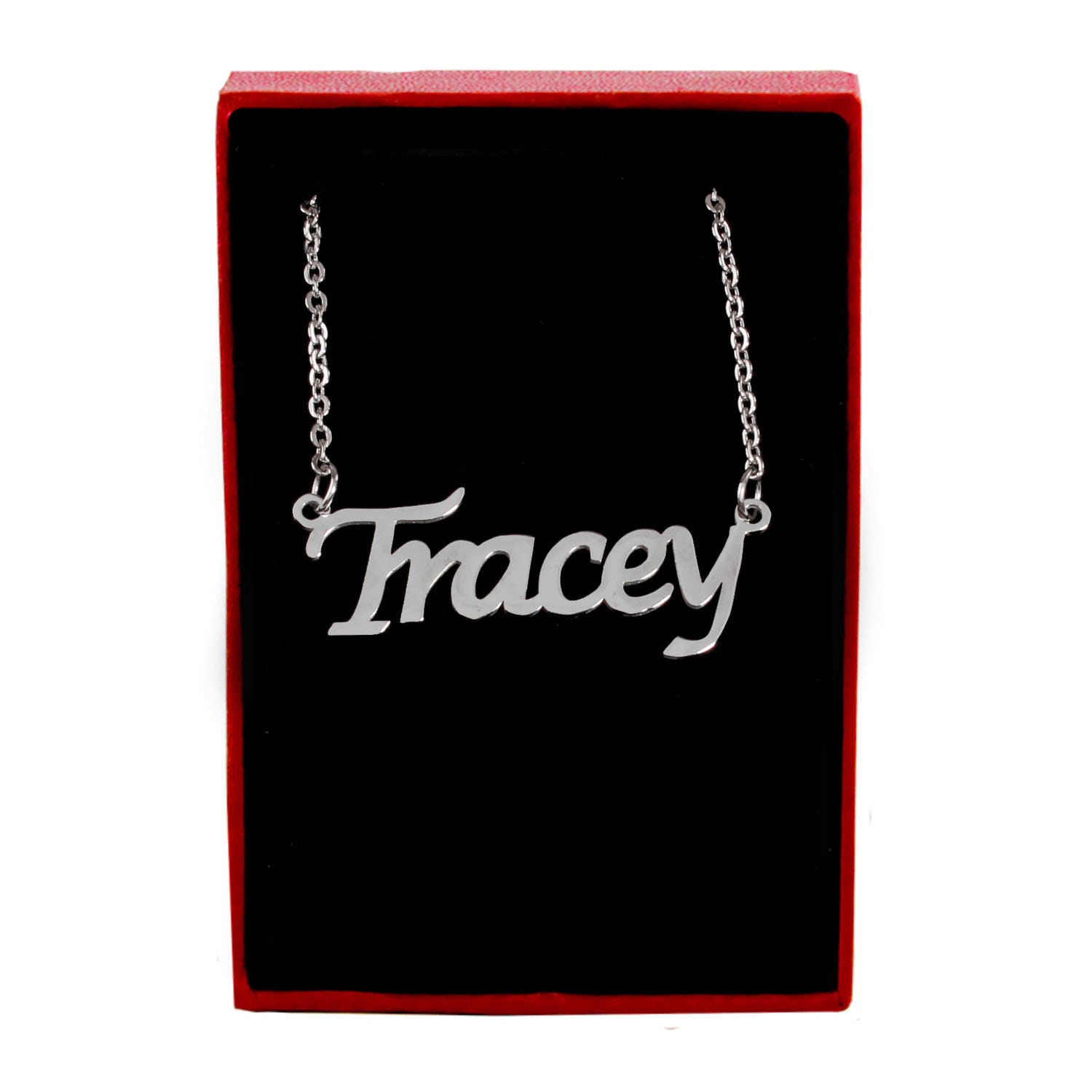 TRACEY Silver Tone Name Necklace Personalized Jewelery - Etsy