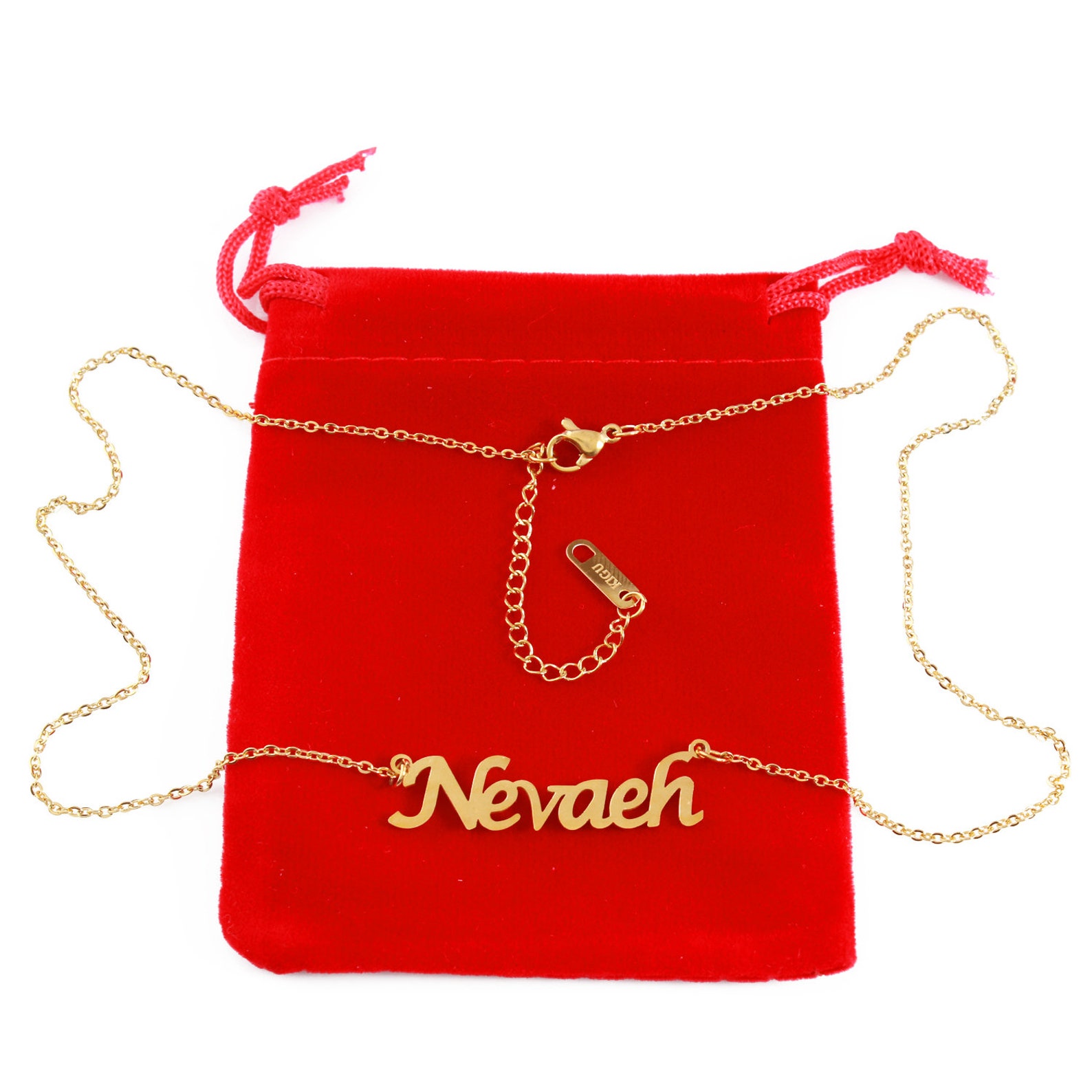 NEVAEH - Name Necklace Stainless Steel / 18ct Gold Plated - Free Gift ...