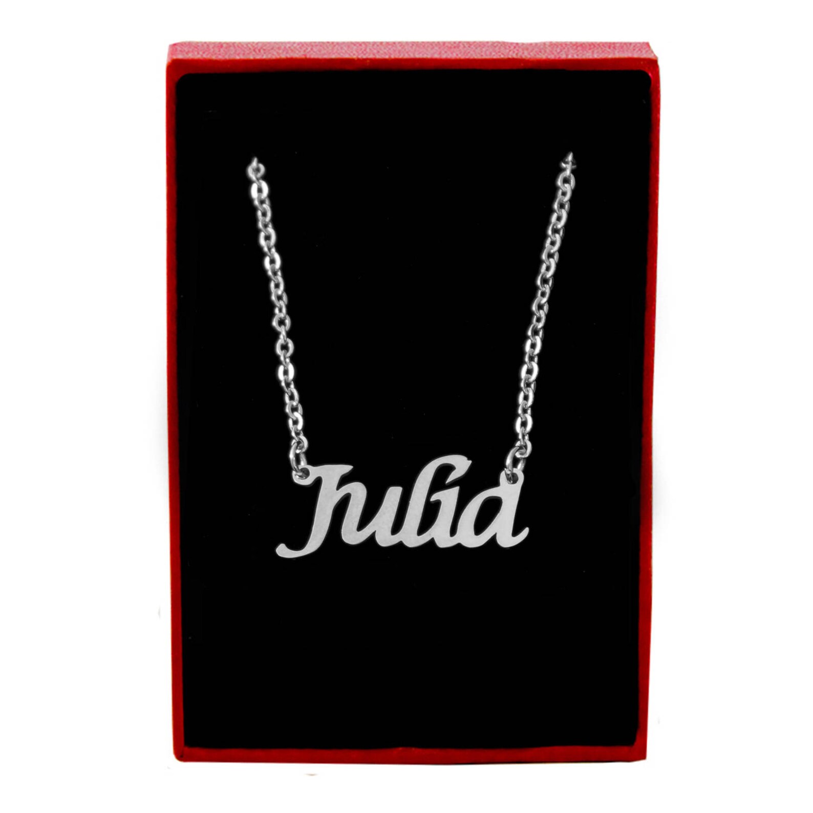 Name Necklace Julia silver Tone Custom Name Necklace - Etsy
