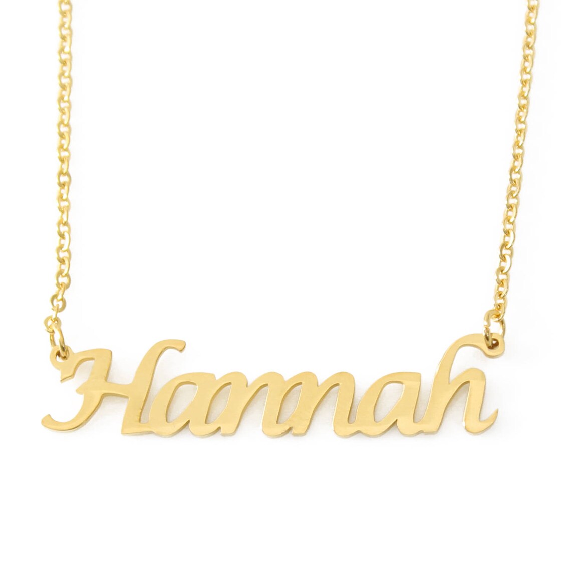 Name Necklace Hannah 18ct Gold Plated-gift Box & Bag Personalized Name ...