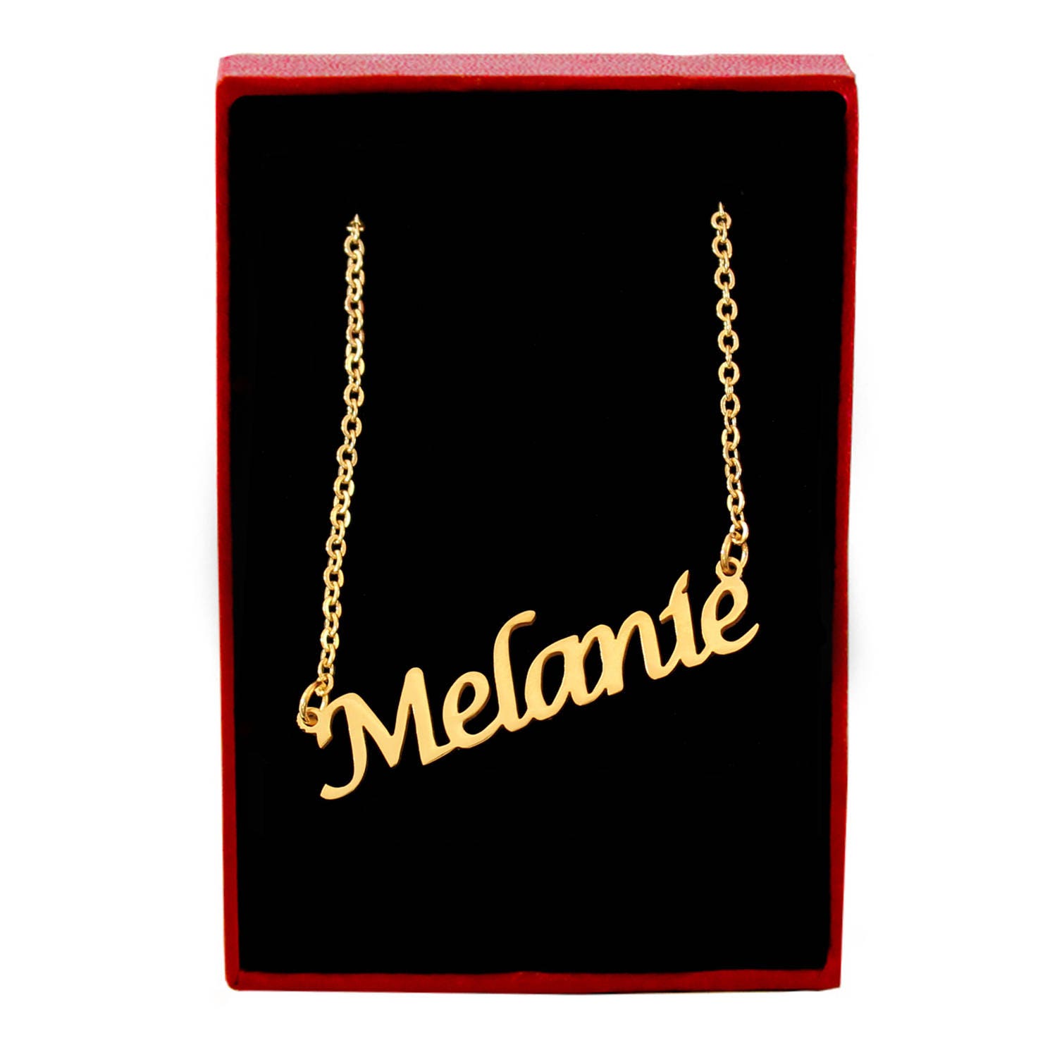Name Necklace Melanie Personalized Jewelry Free Gift Box & Bag-custom ...