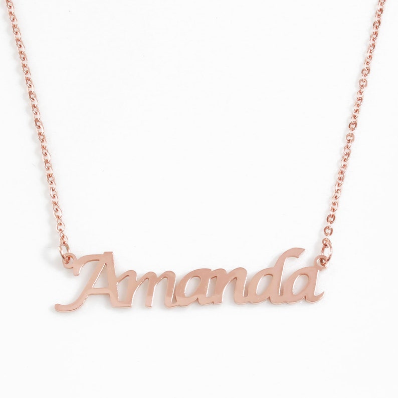 AMANDA Rose Gold Personalized Name Necklace Free Gift Box & Bag - Etsy UK