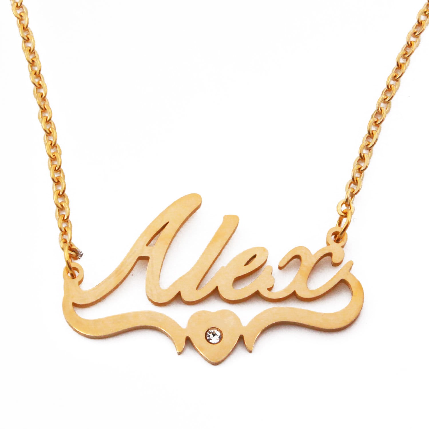 Name Necklace ALEX Personalized Custom Made Heart Shaped - Etsy