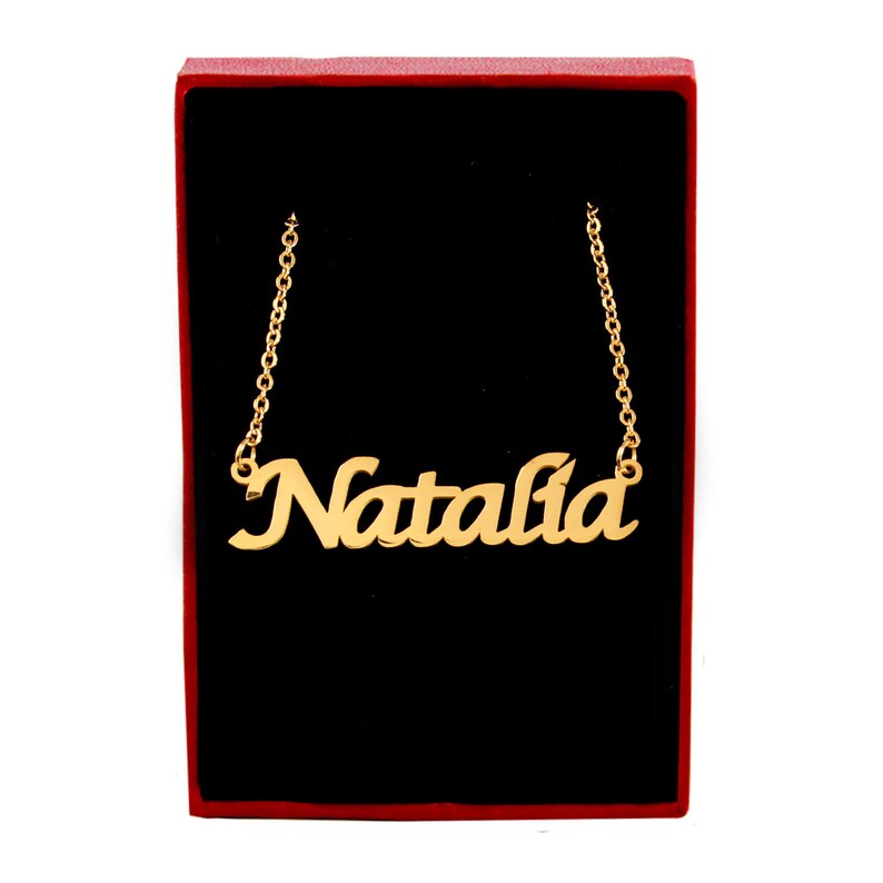 Name Necklace Natalia-18ct Gold Plated Personalized Necklace Custom ...