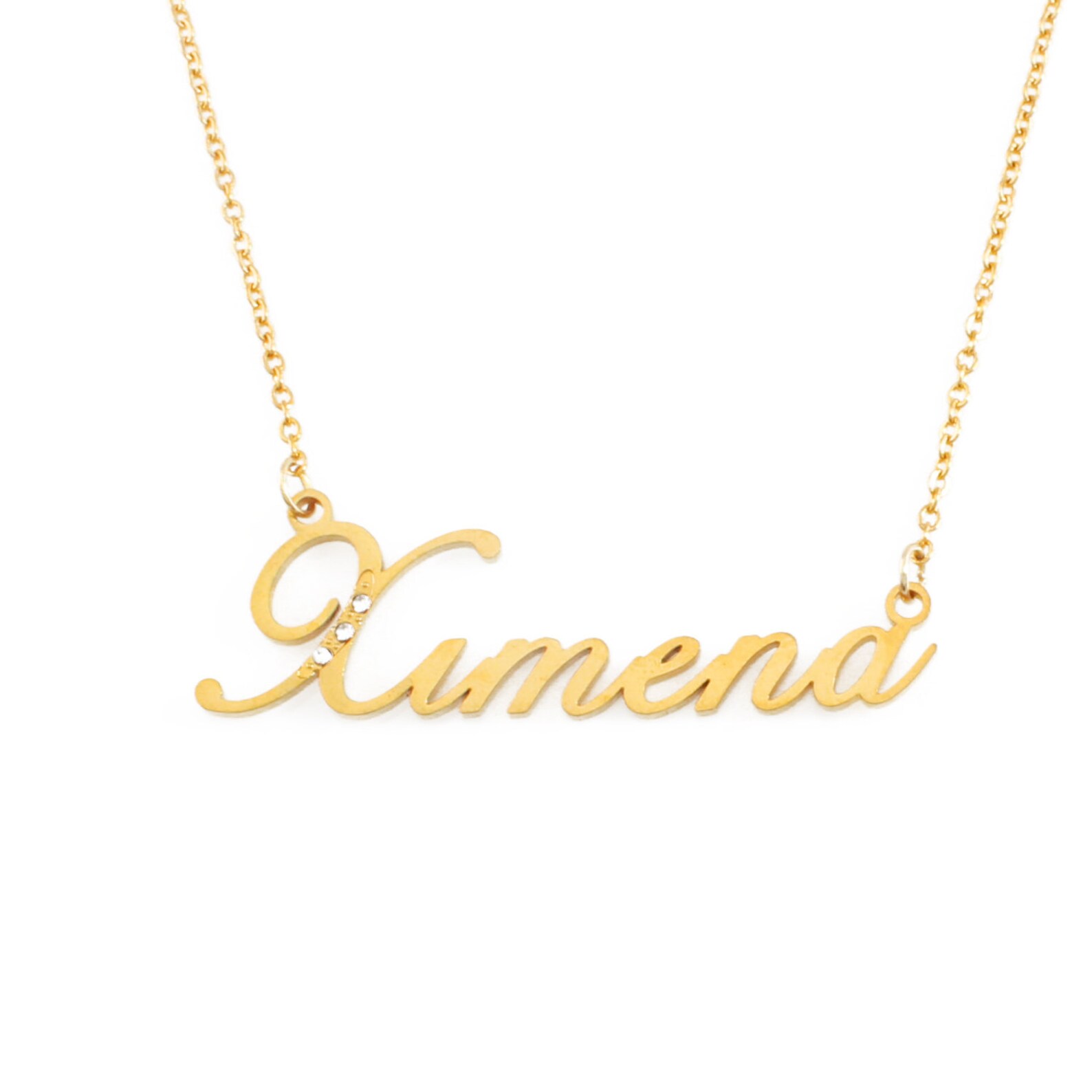 XIMENA Gold Tone Name Necklace With Crystals Personalized - Etsy