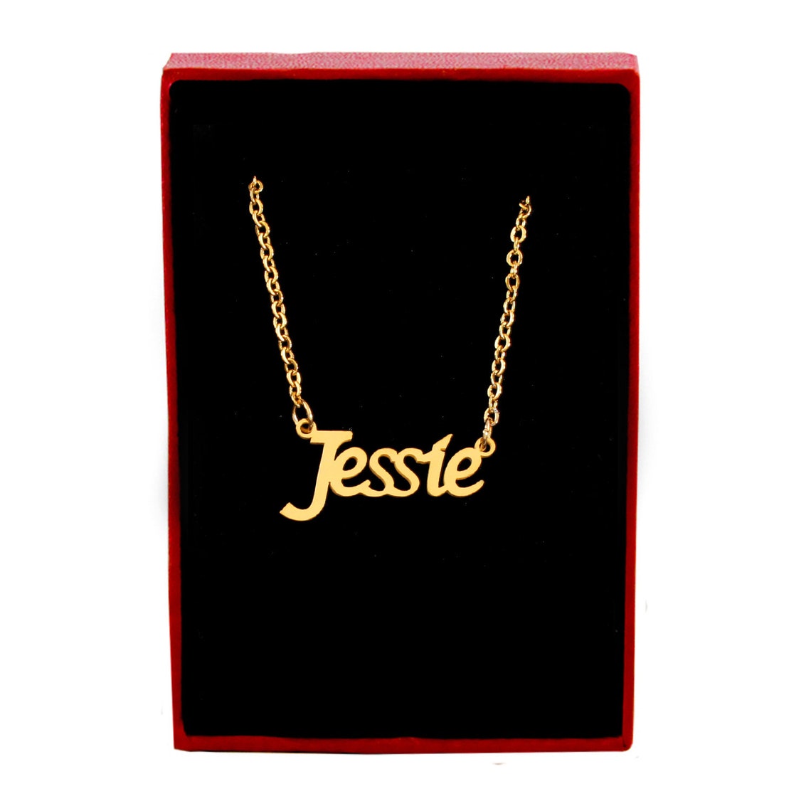 JESSIE - Name Necklace - Rose Gold/gold/silver Tone - Free Gift Box ...