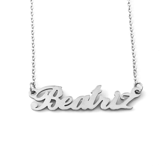 BEATRIZ Italic Silver Tone Name Necklace Personalized - Etsy