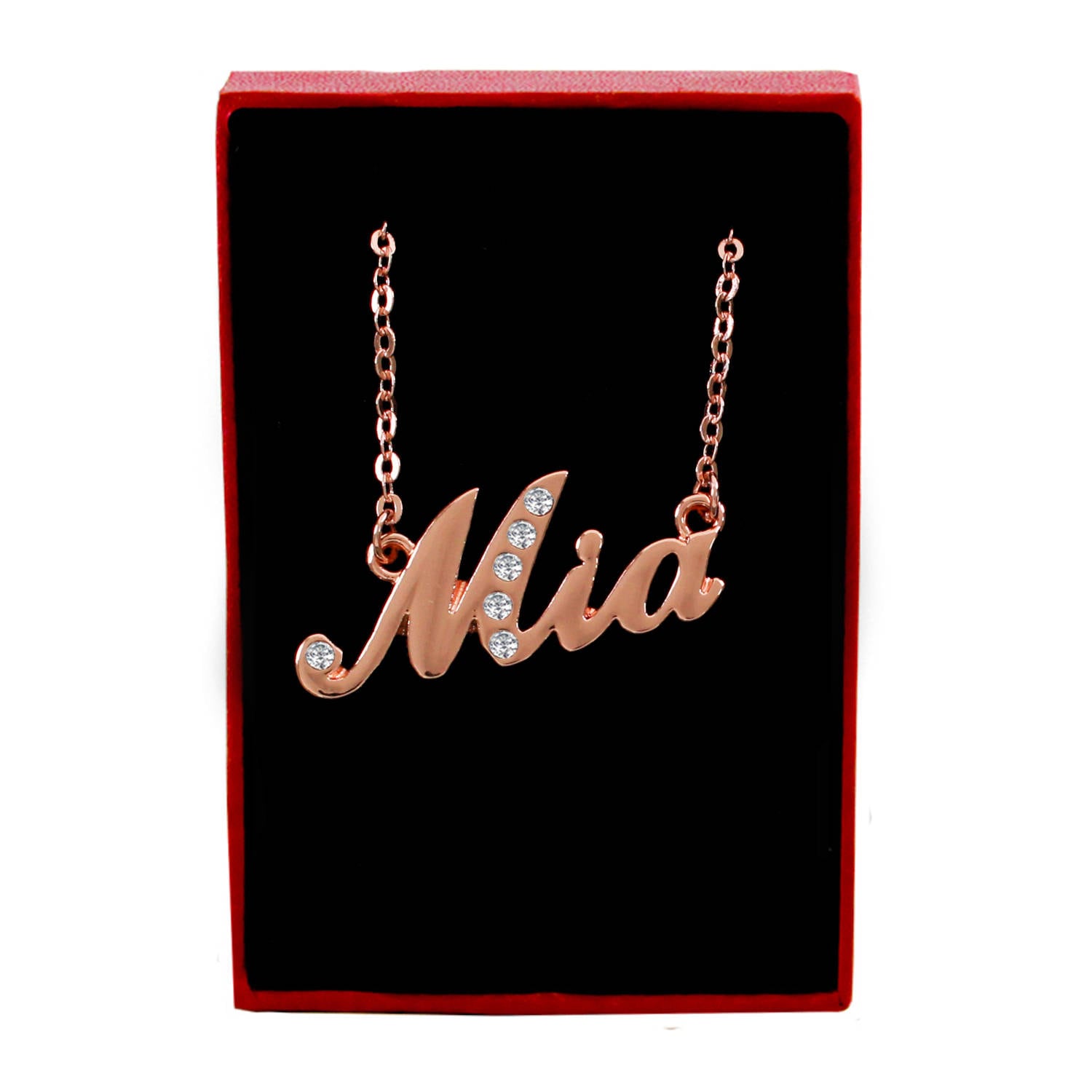 MIA 18K Rose Gold Plated Name Necklace With Swarovski Elements Inc ...