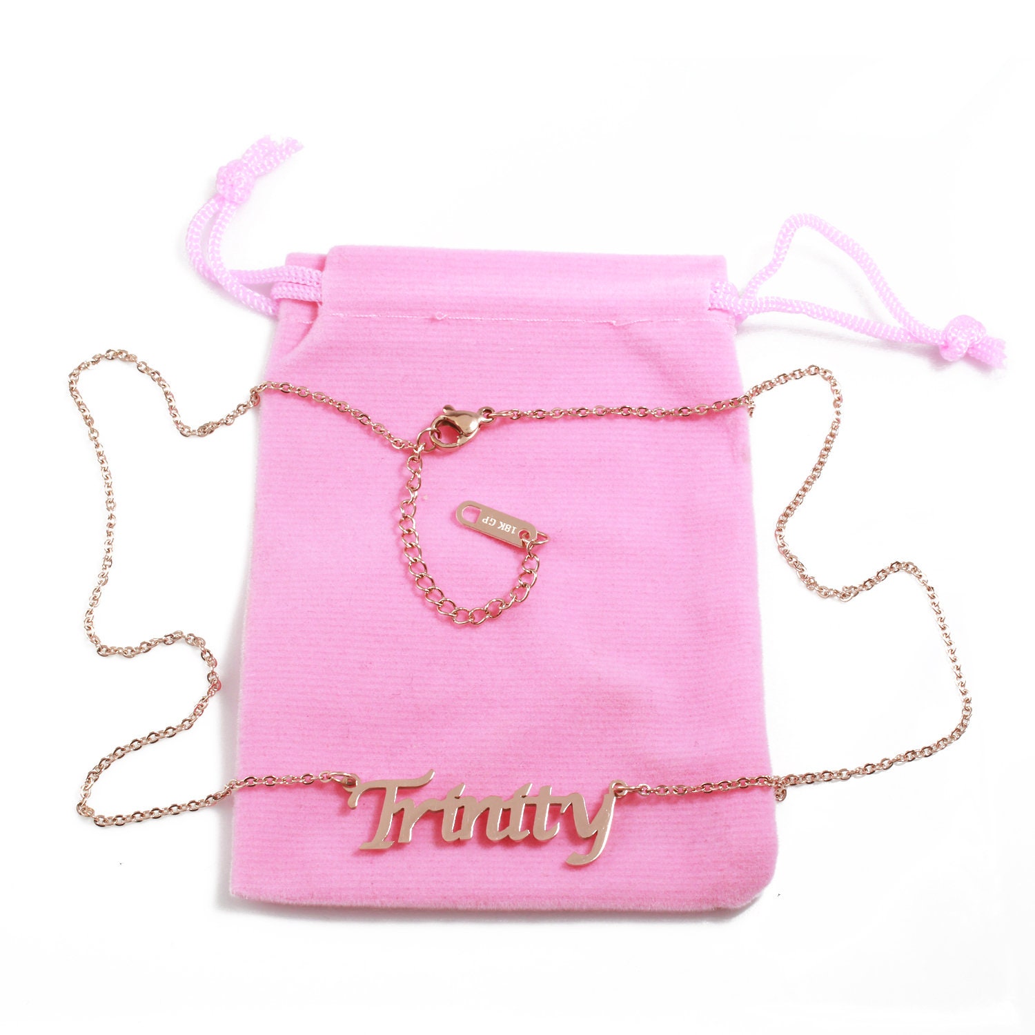 TRINITY Rose Gold Personalized Name Necklace Free Gift Box - Etsy
