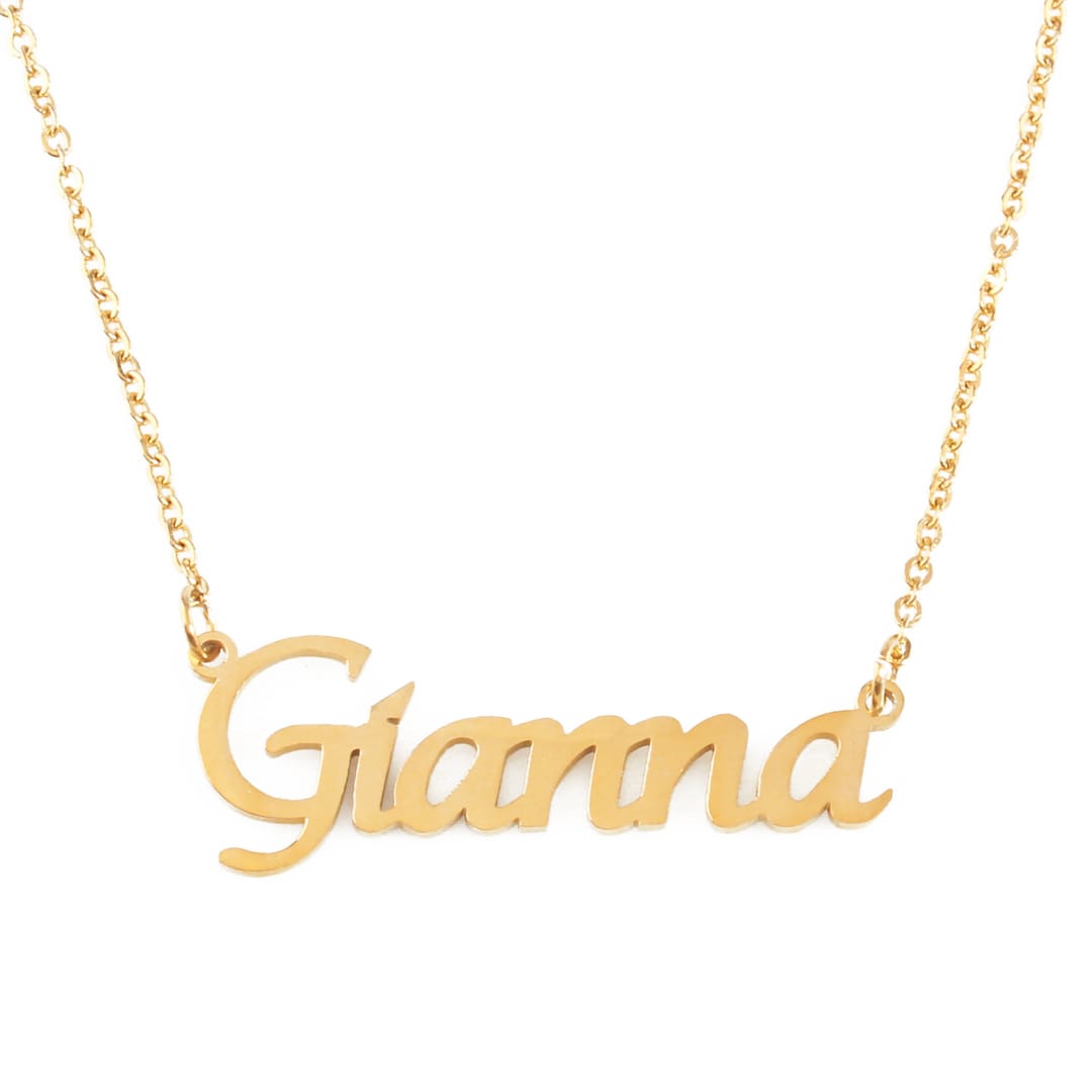 Gianna Name Necklace 18ct Gold Plated Free Gift Box & Bag Pendants ...