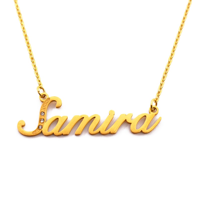 Samira Name Necklace Italic Personalized Jewellery Gold - Etsy