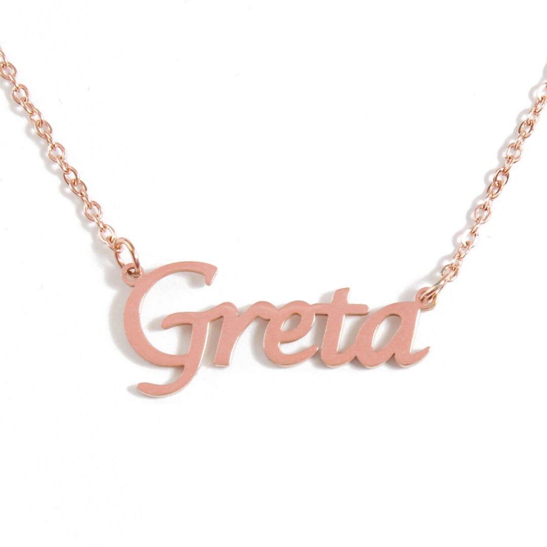 GRETA Personalized Name Necklace 18k Rose Gold/gold Plated/silver Tone ...