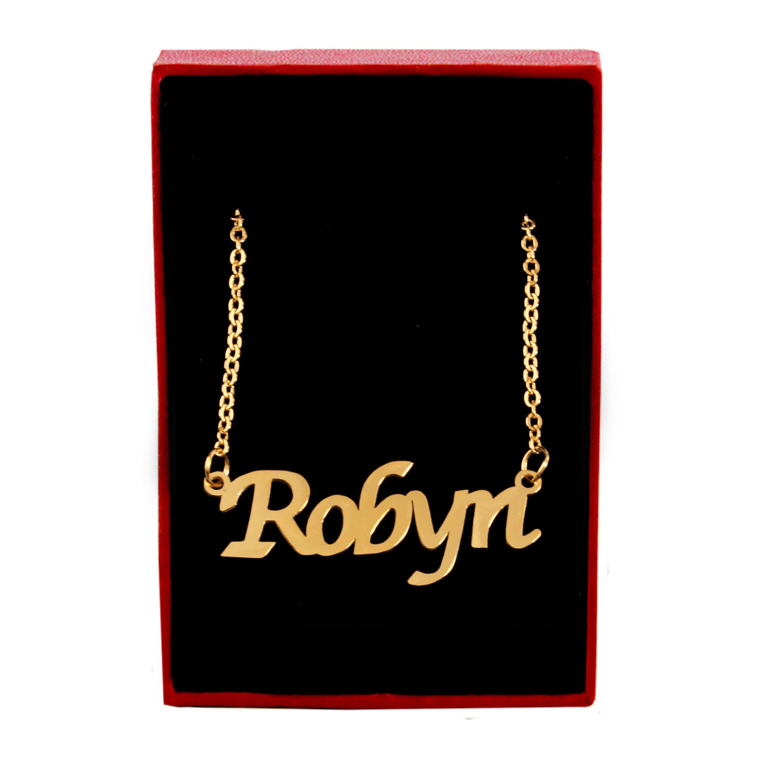 ROBYN Name Necklace Stainless Steel / 18ct Gold Plated - Etsy