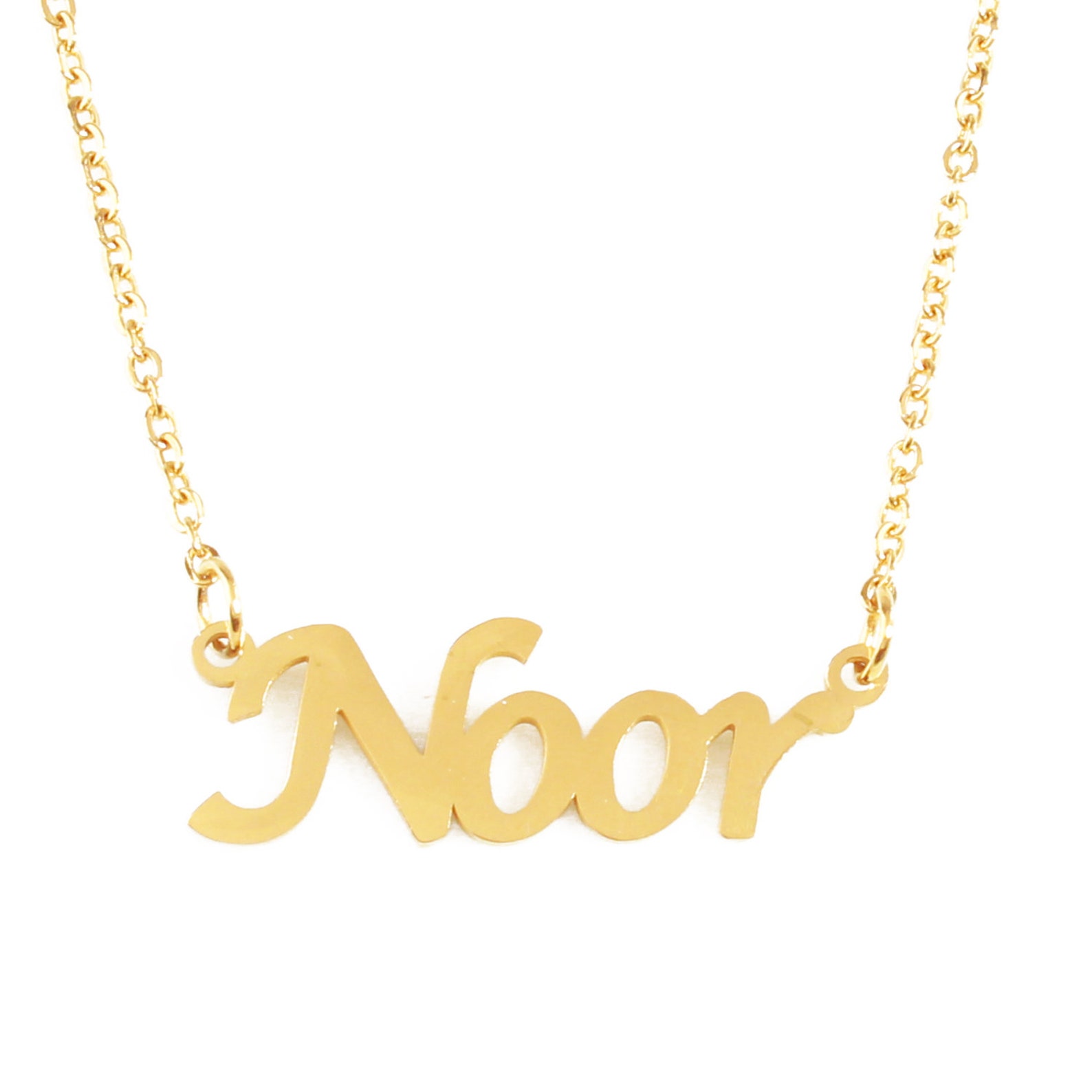NOOR Name Necklace Stainless Steel / 18ct Gold Plated Free Gift Box ...