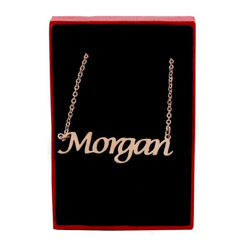 MORGAN Rose Gold Name Necklace Personalized Jewellery - Etsy