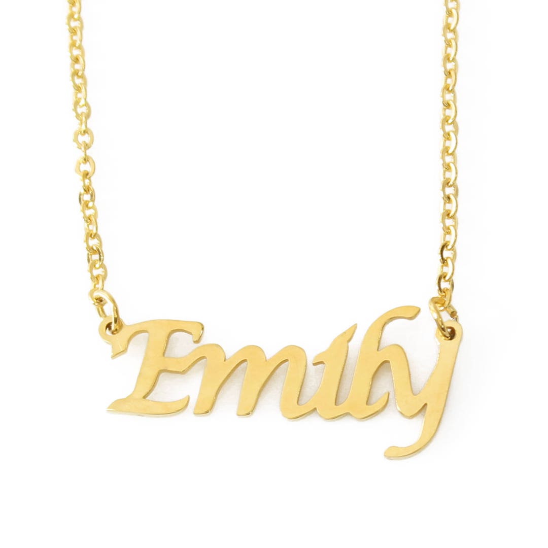 EMILY Gold Name Necklace Personalized Jewellery Free Gift - Etsy