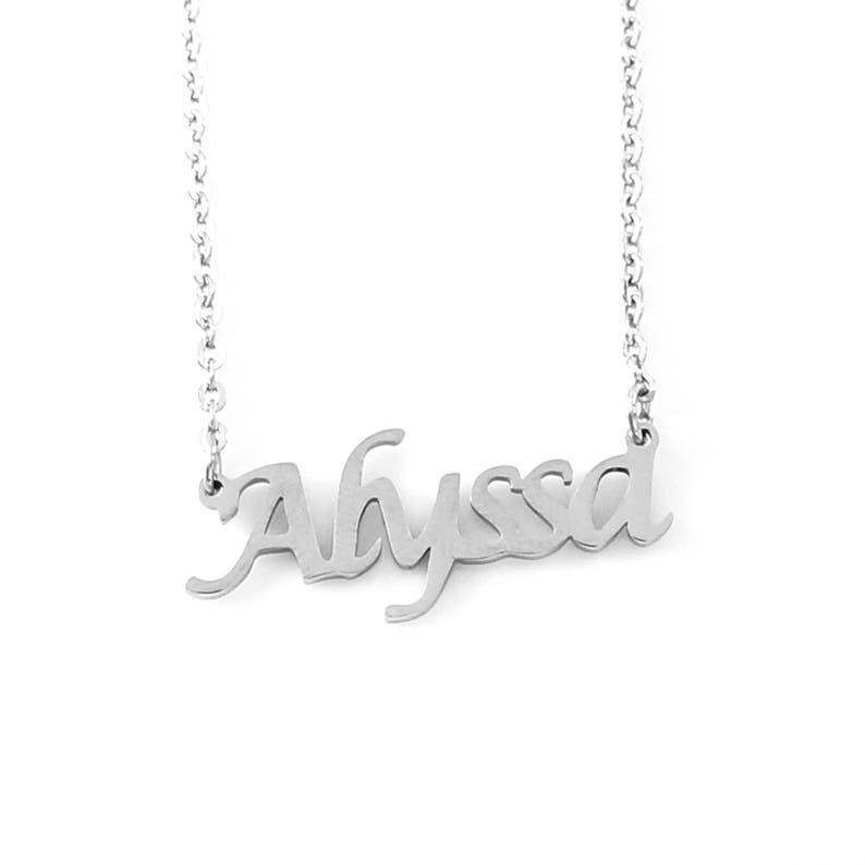 ALYSSA Silver Tone Name Necklace Personalized Jewelery Free Gift Box ...