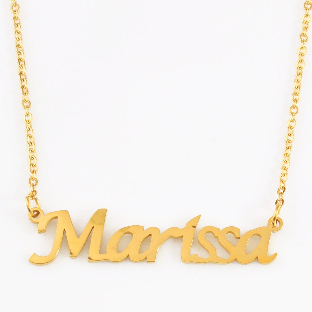 MARISSA Gold Name Necklace Personalized Jewellery Free Gift Box & Bag ...