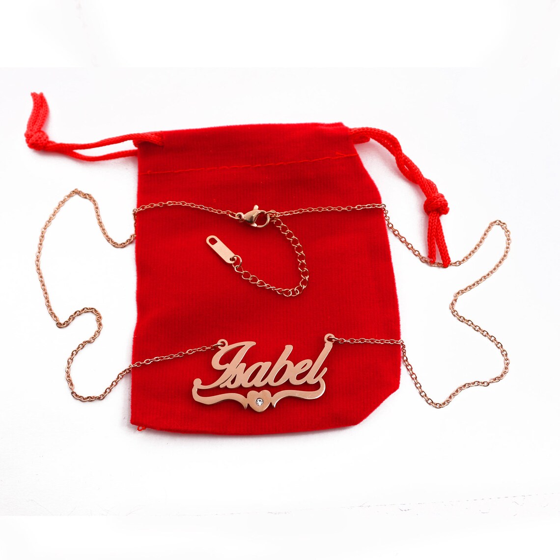 Isabel Name Necklace - Personalized Custom Made Heart Shaped - 18ct ...