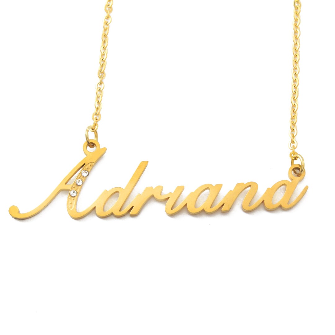 ADRIANA Gold Tone Name Necklace With Crystals Personalized Jewellery ...