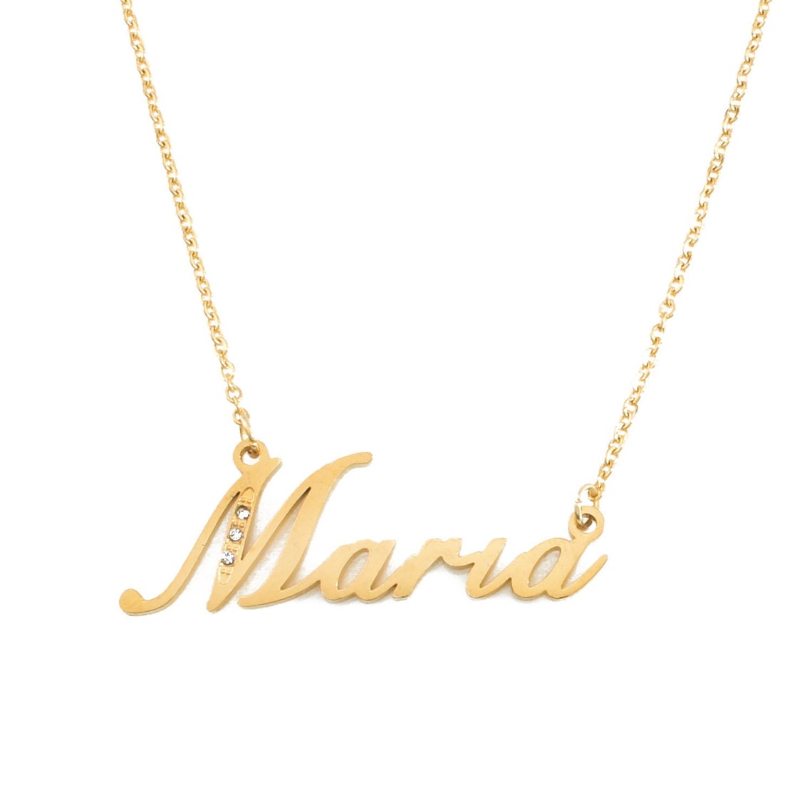 MARIA Name Necklace Personalized With Crystals Gold Tone - Etsy
