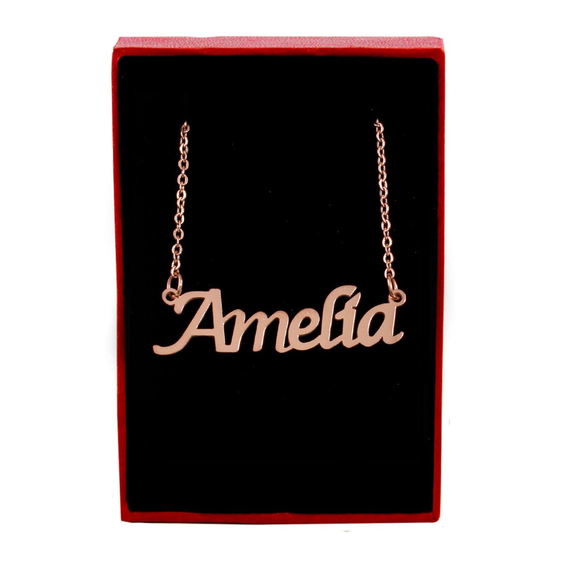 AMELIA Rose Gold Personalized Name Necklace Free Gift Box - Etsy