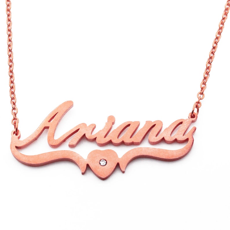 Name Necklace ARIANA - Personalized Custom Made Heart Shaped - 18ct ...