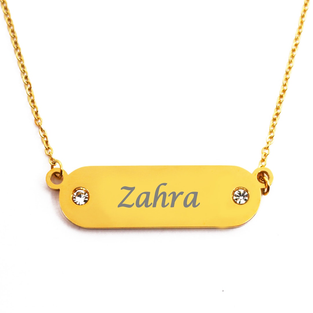 Zahra Custom Name Necklace - Rose, Gold & Silver Necklace - Engraved ...