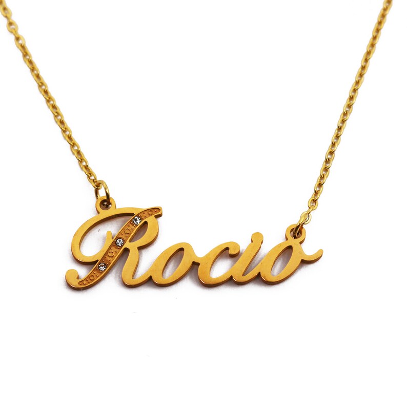 Rocio Name Necklace-collar Personalizado-personalized Jewelry Gold Tone ...