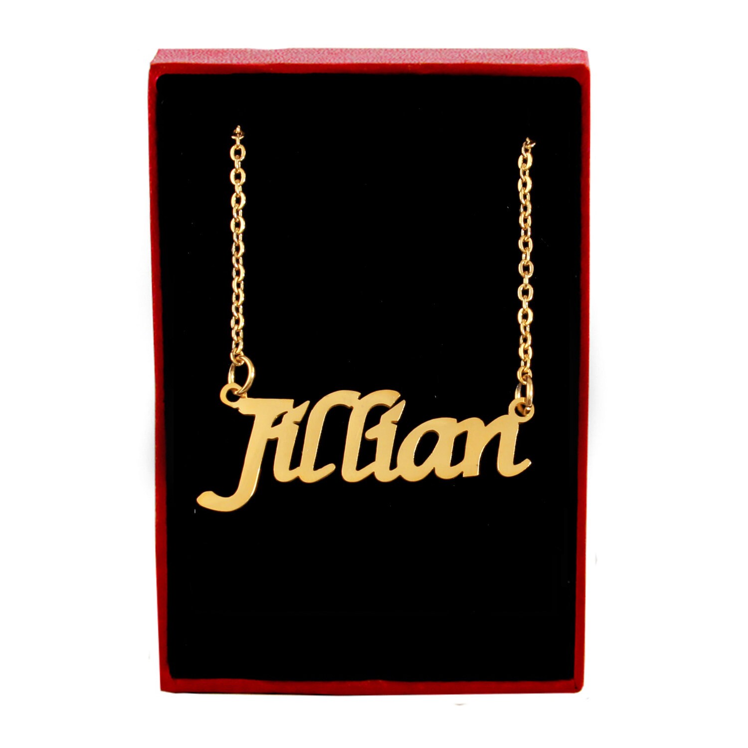 Jillian - Name Necklace 18ct Gold Plated - Free Gift Box & Bag ...