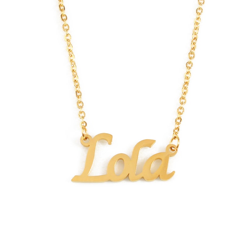 LOLA - Name Necklace Stainless Steel / 18ct Gold Plated - Free Gift Box ...