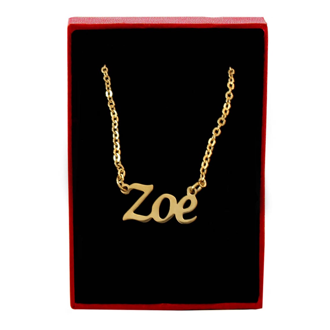 ZOE Gold Name Necklace Personalized Jewellery Free Gift - Etsy