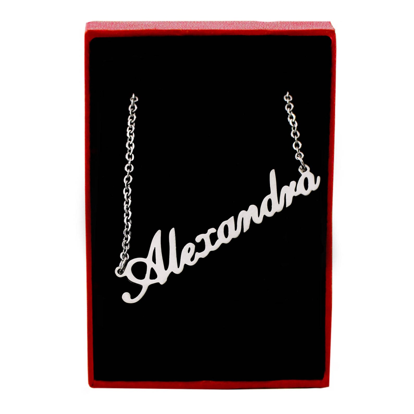 ALEXANDRA Silver Tone Name Necklace Personalized Jewelery - Etsy