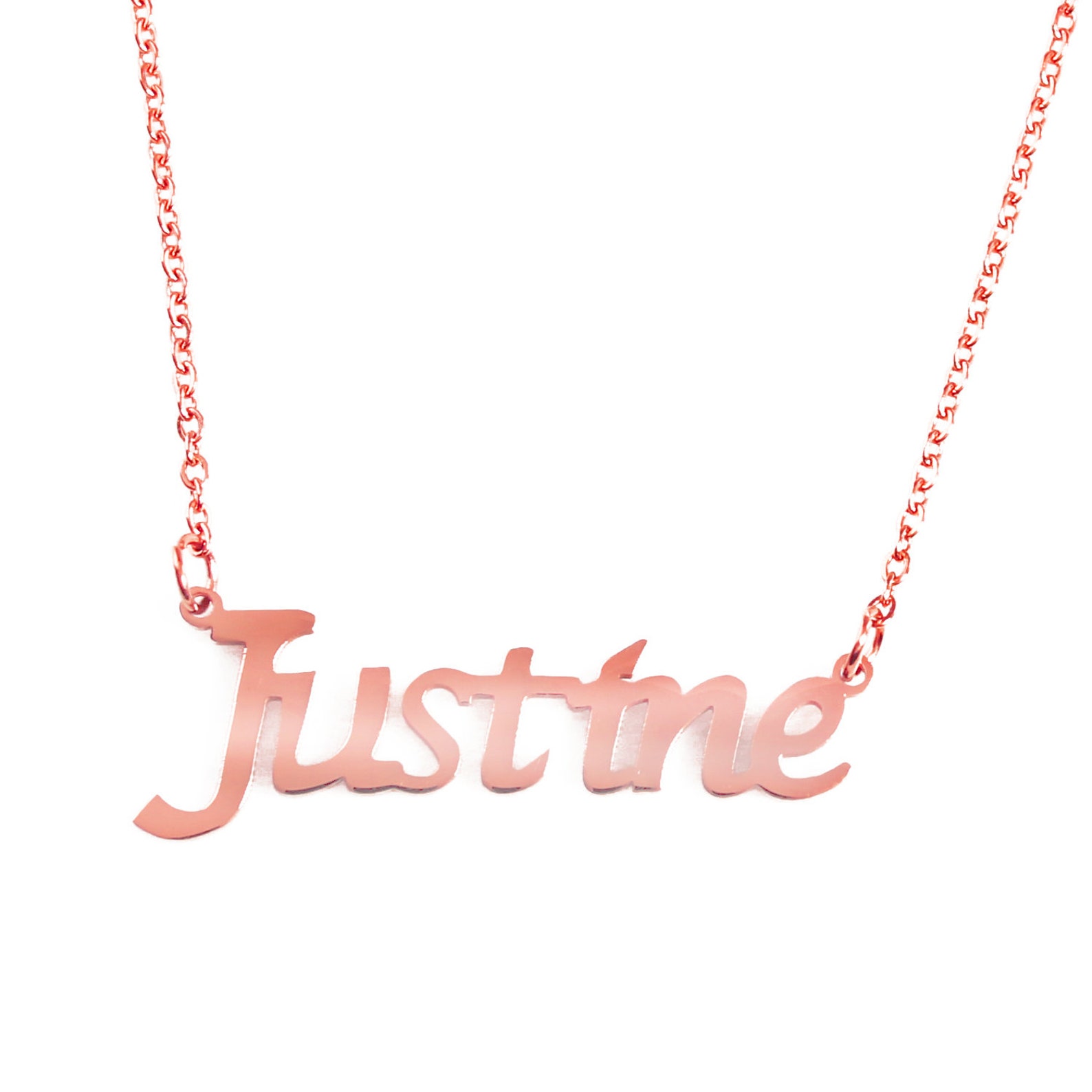 JUSTINE Personalized Name Necklace 18ct Rose - Etsy