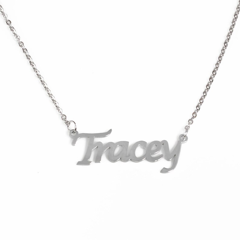 TRACEY Silver Tone Name Necklace Personalized Jewelery - Etsy
