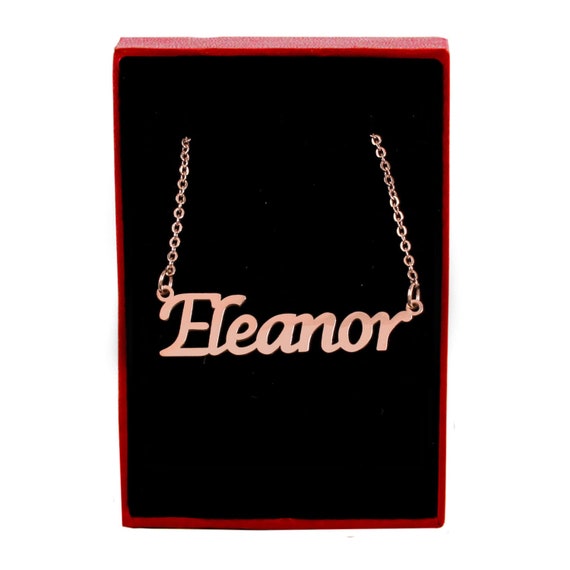ELEANOR Rose Gold Personalized Name Necklace Free Gift Box - Etsy