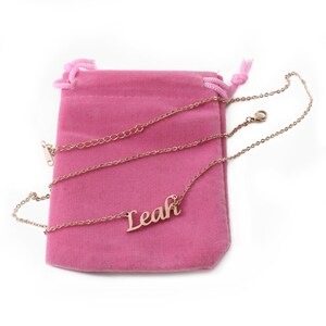 LEAH Rose Gold Name Necklace Personalized Jewellery Free Gift Box & Bag ...