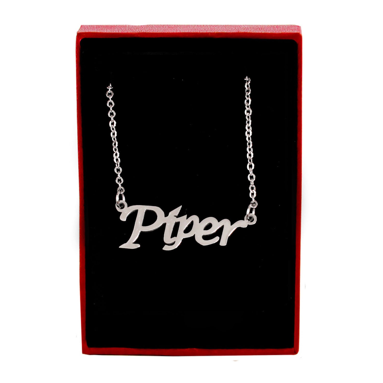 PIPER Silver Tone Name Necklace Personalized Jewelery - Etsy