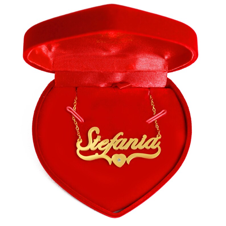 Stefania Gold Plated Heart Name Necklace Personalized Monogram Gifts ...