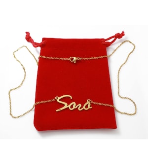 Sara Gold Tone Name Necklace Personalized Jewellery Birthday Gifts for ...