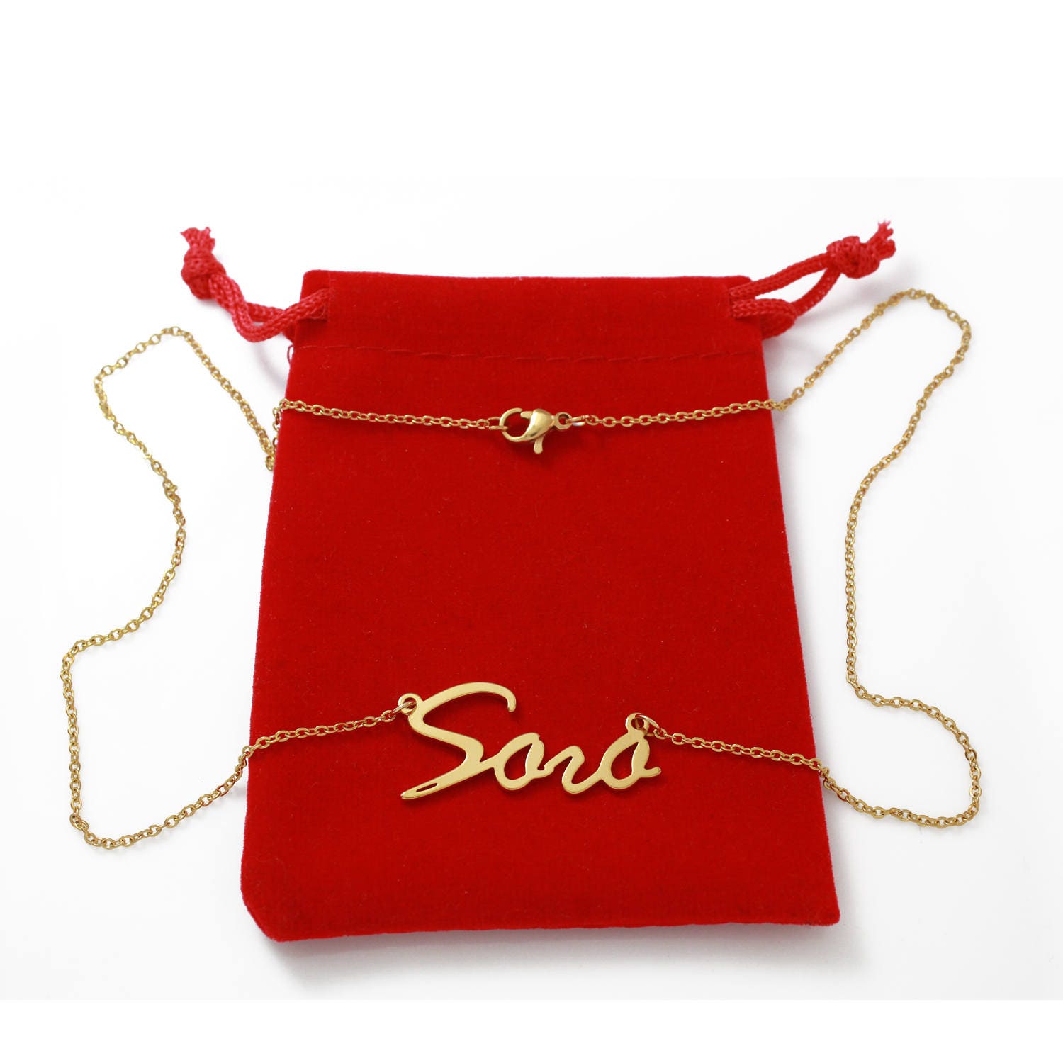 Sara Gold Tone Name Necklace Personalized Jewellery Birthday Gifts for ...