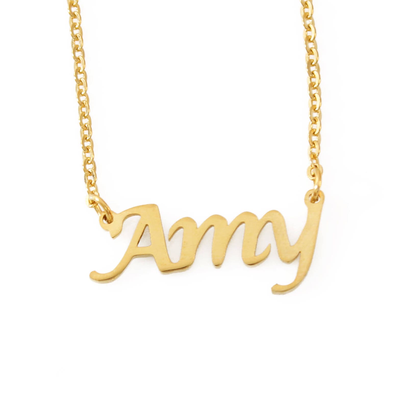 AMY Gold Name Necklace Personalized Jewellery Free Gift Box & Bag ...