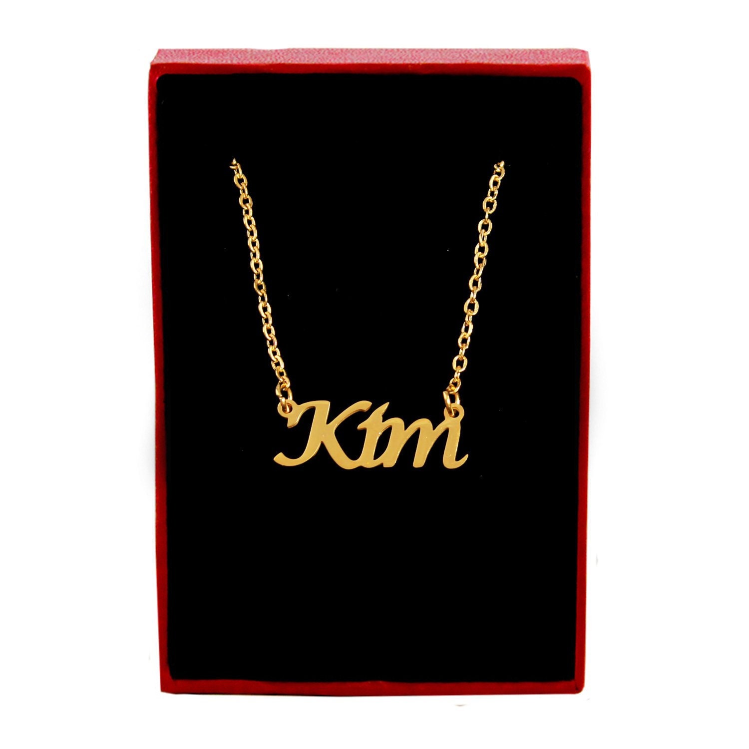 KIM Personalized Name Necklace 18k Rose Gold/gold - Etsy