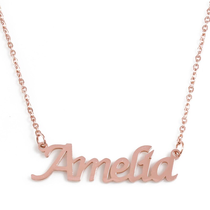 AMELIA Rose Gold Personalized Name Necklace Free Gift Box - Etsy